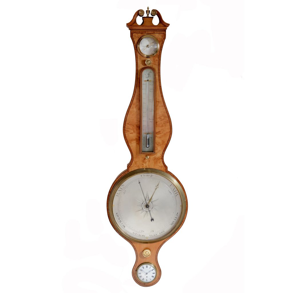 GEORGIAN REGENCY ENGLISH SATINWOOD WHEEL BAROMETER WITH CLOCK – The ...