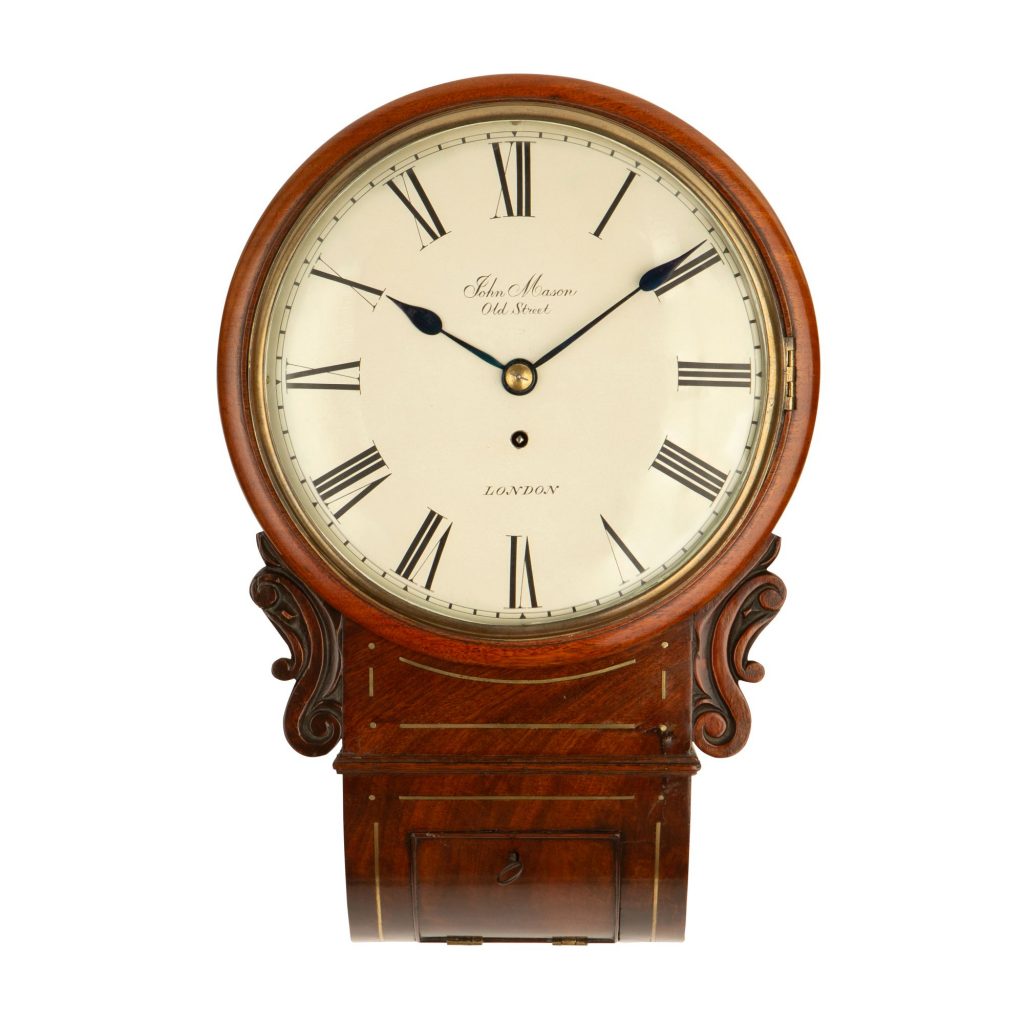 10″ FUSEE MAHOGANY DROP DIAL CLOCK – JOHN MASON – LONDON – The Antique ...