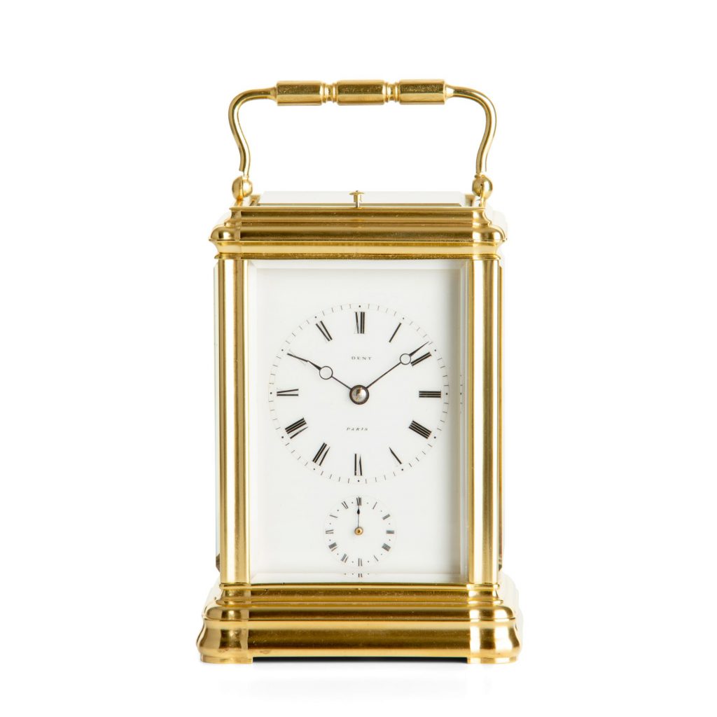 A FINE ANTIQUE FRENCH REPEATING CARRIAGE CLOCK WITH ALARM – DENT – The ...