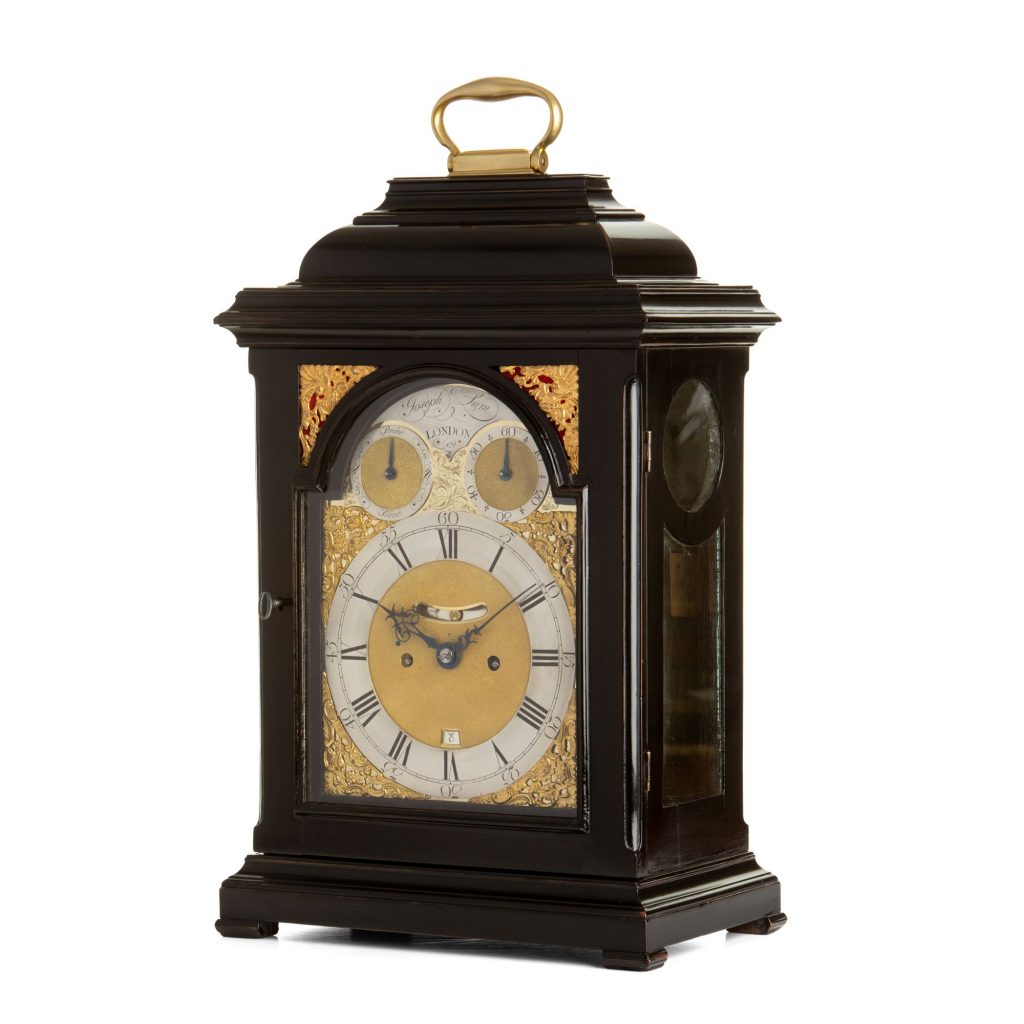 EBONISED STRIKING BRACKET CLOCK WITH BELL TOP CASE – JOSEPH LUM ...
