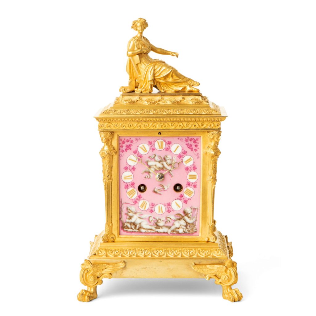PINK PORCELAIN AND GILT FRENCH ORMOLU MANTEL CLOCK – The Antique Clock ...