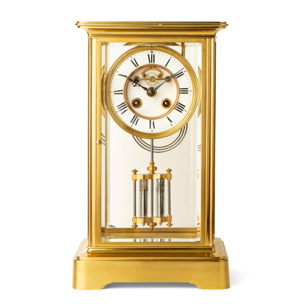 FRENCH STRIKING FOUR GLASS MANTEL CLOCK – The Antique Clock Company