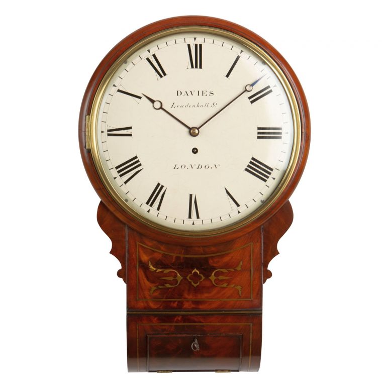 FUSEE DROP DIAL WALL CLOCK – DAVIES – LONDON – The Antique Clock Company