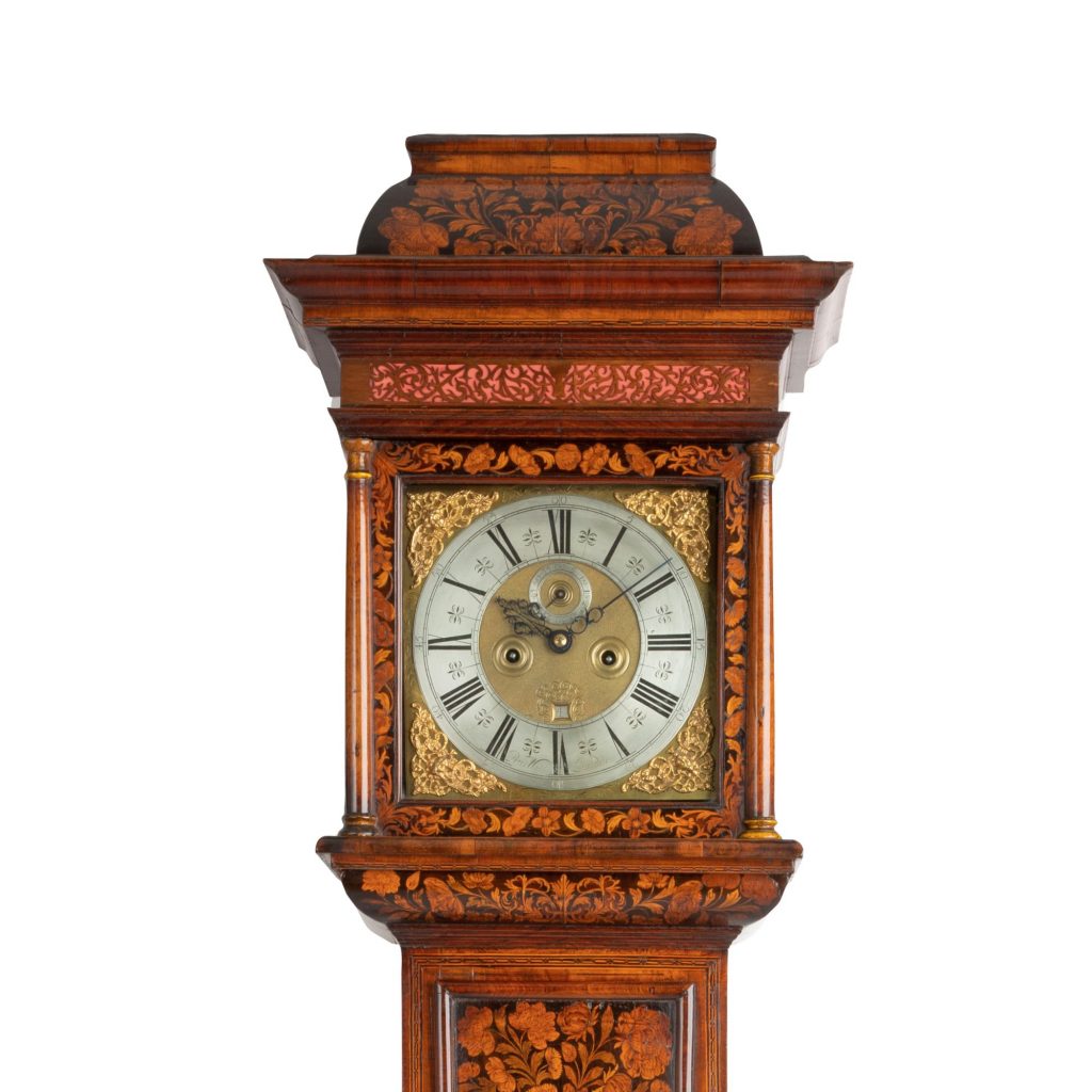 FINE MARQUETRY LONGCASE CLOCK – PETER WISE – LONDON – The Antique Clock ...