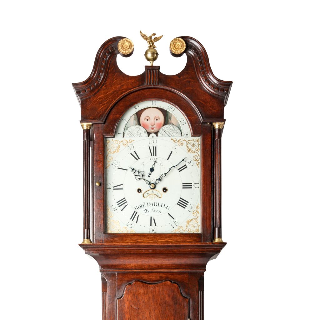 MOONPHASE OAK LONGCASE CLOCK – ROBERT DARLING – MELROSE – The Antique ...