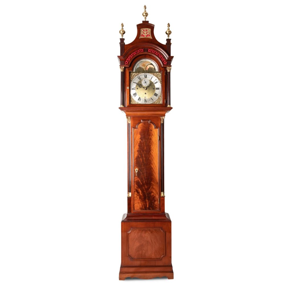 QUARTER STRIKING MOONPHASE LONGCASE CLOCK – ROBERT HIGGS – LONDON – The ...