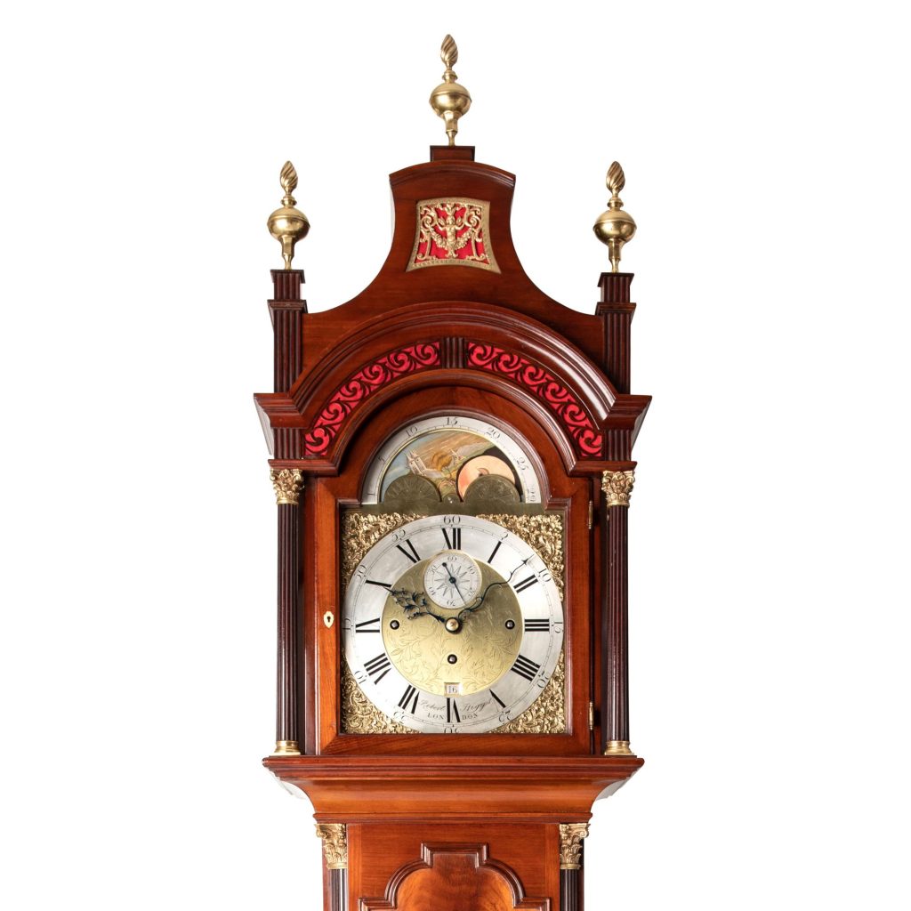 QUARTER STRIKING MOONPHASE LONGCASE CLOCK – ROBERT HIGGS – LONDON – The ...