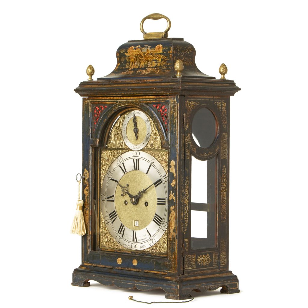 GREEN AND GOLD LACQUERED STRIKING BRACKET CLOCK – CHATER & SON – LONDON ...
