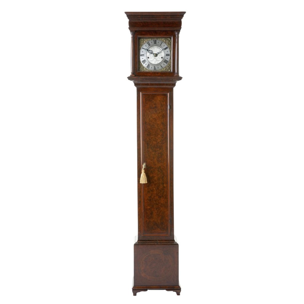 Elegant 17th-Century Style Walnut Miniature Longcase Clock